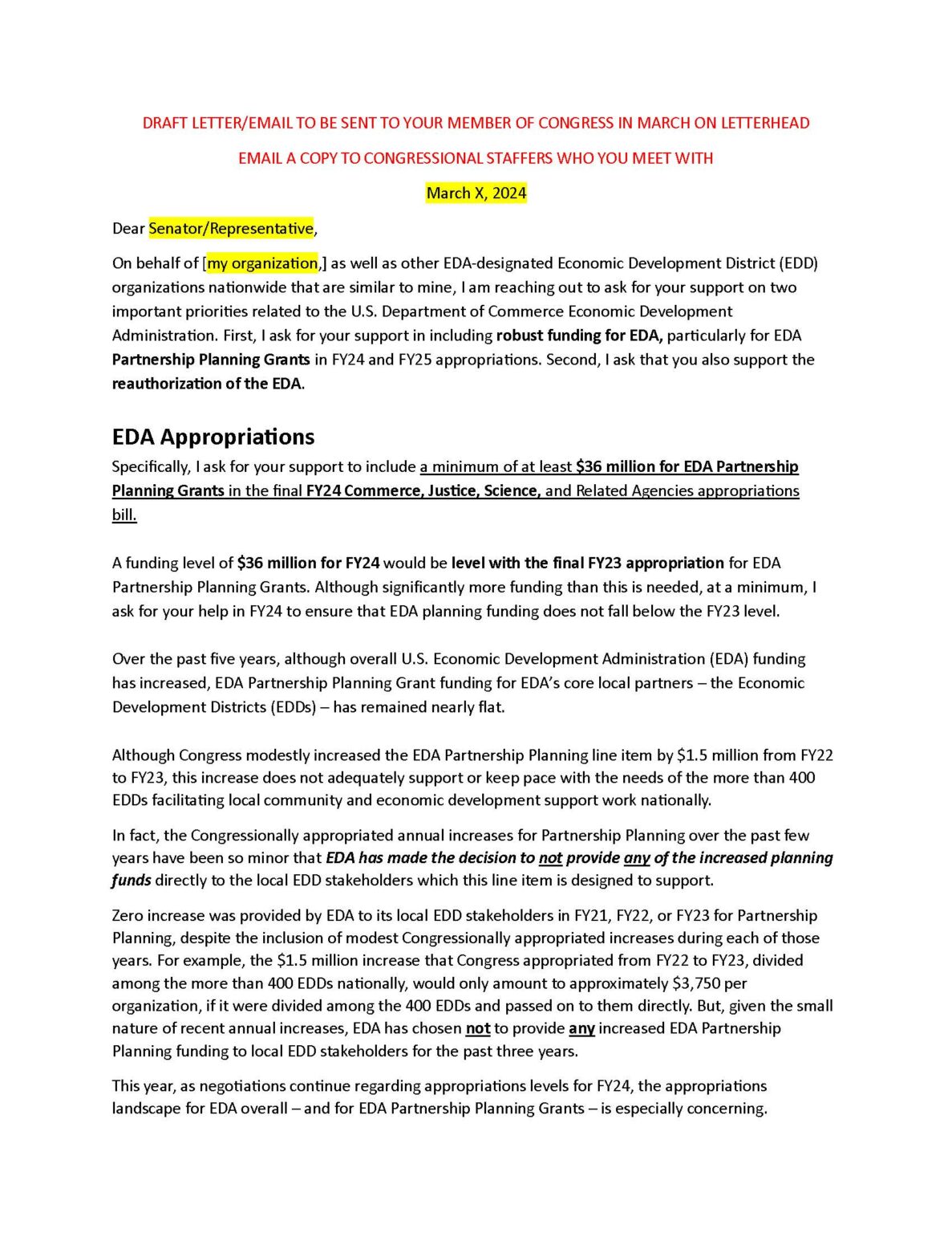 NADO EDA Template Letter to Congress - NADO